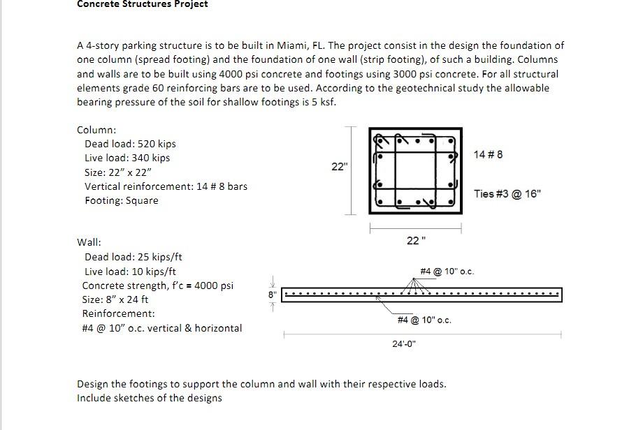Solved Concrete Structures Project A 4-story parking | Chegg.com