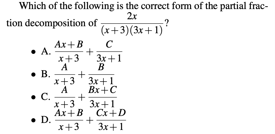 Solved + Which of the following is the correct form of the | Chegg.com
