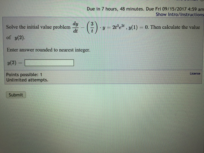 Solved Solve the initial value problem dy/dx - (3/t) middot | Chegg.com