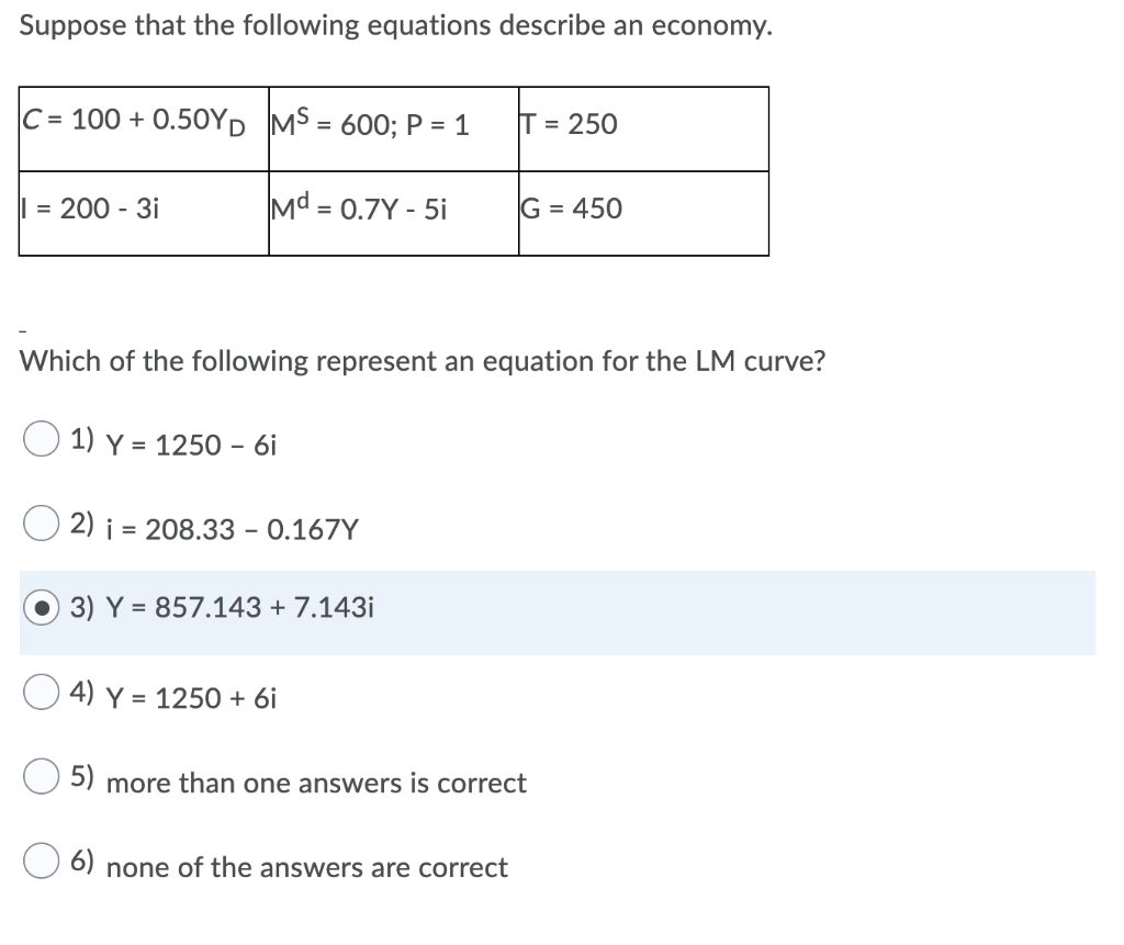 Solved Suppose that the following equations describe an | Chegg.com