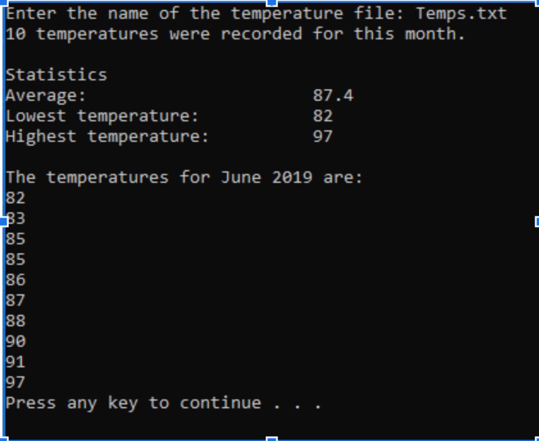 Solved C++ Programming Assignment 3 Sort Temperatures | Chegg.com