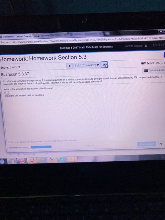 Solved o Homework- Kantrell Gorman Google Cheome Secure | Chegg.com