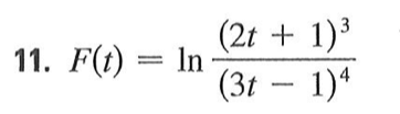 Solved Find the derivative of F(t)=ln(2t+1)3(3t-1)4 | Chegg.com