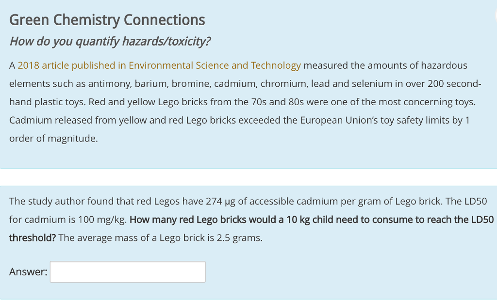 Solved Green Chemistry Connections How do you quantify | Chegg.com