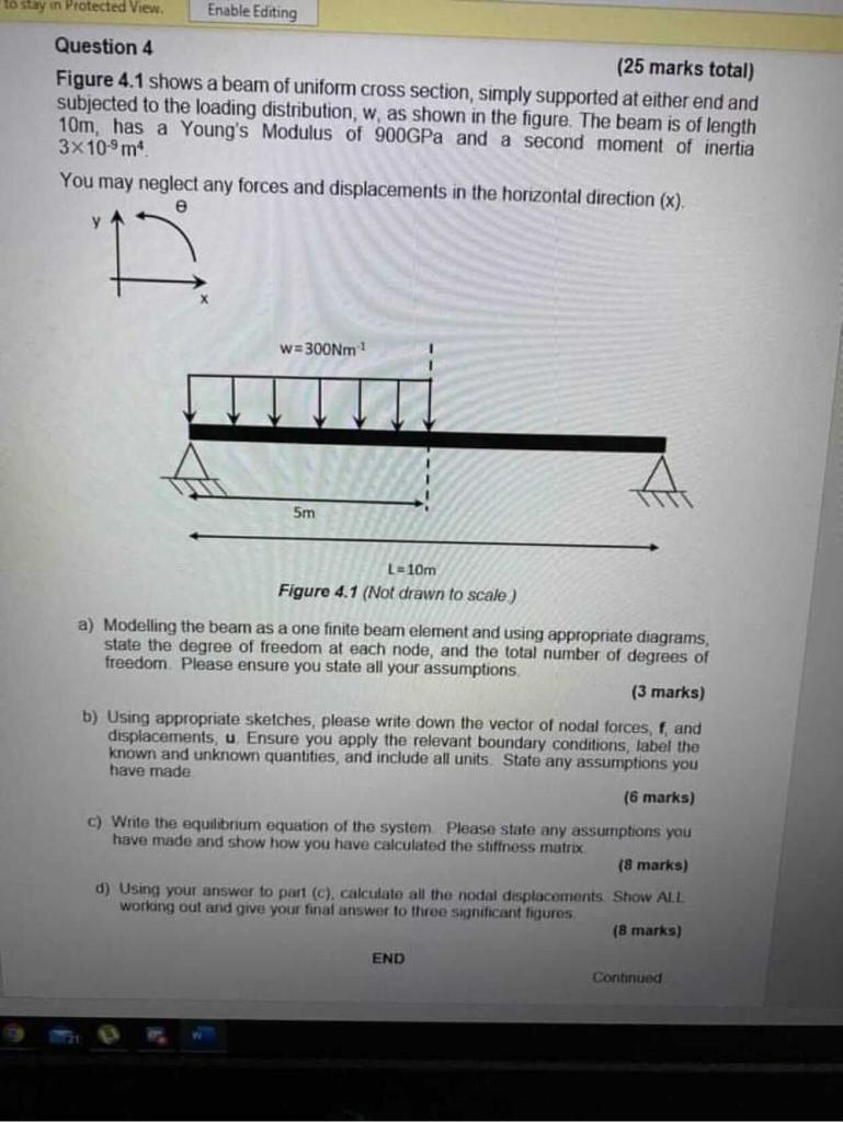Solved to stay in Protected View Enable Editing Question 4 | Chegg.com
