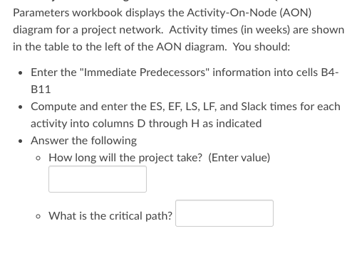 Solved For the project from the question above, what is the | Chegg.com
