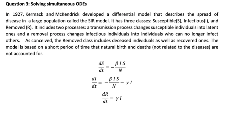 Solved Question 3 Solving Simultaneous Odes In 1927 