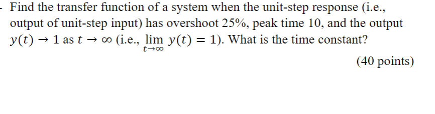 Solved Find the transfer function of a system when the | Chegg.com