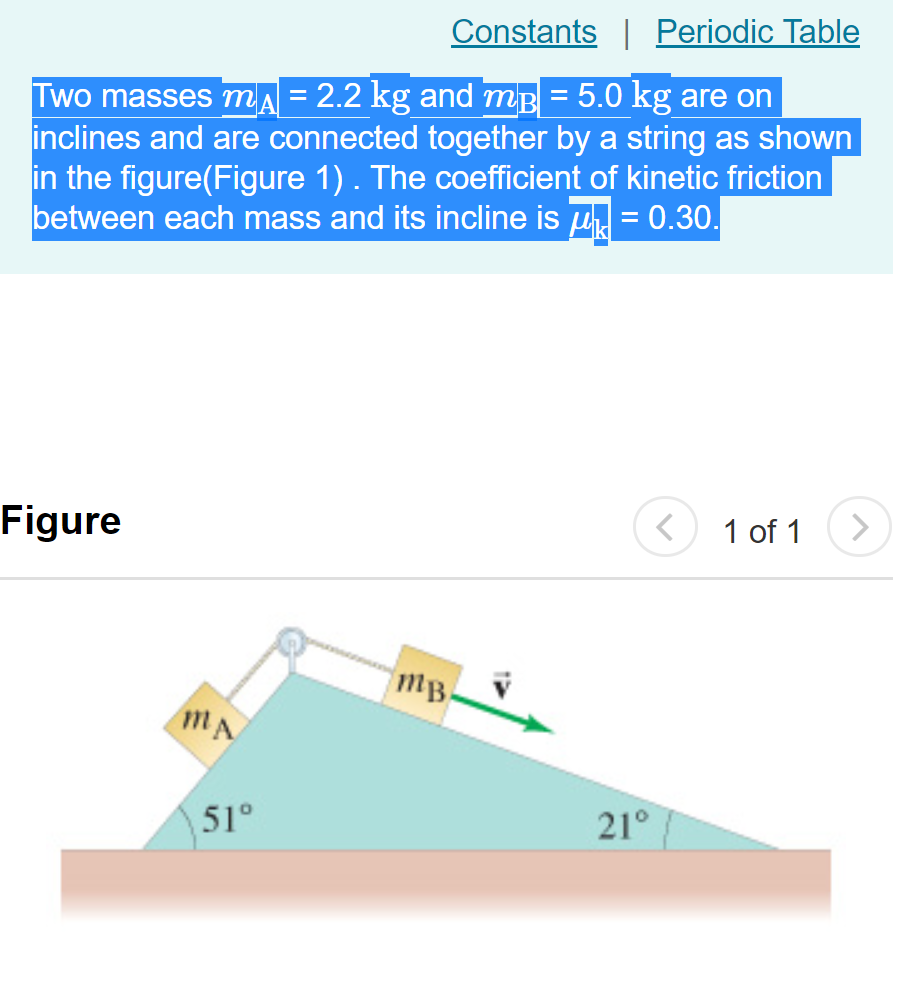 Solved Two Masses Ma 2 2 Kg And Mb 5 0 Kg Are On