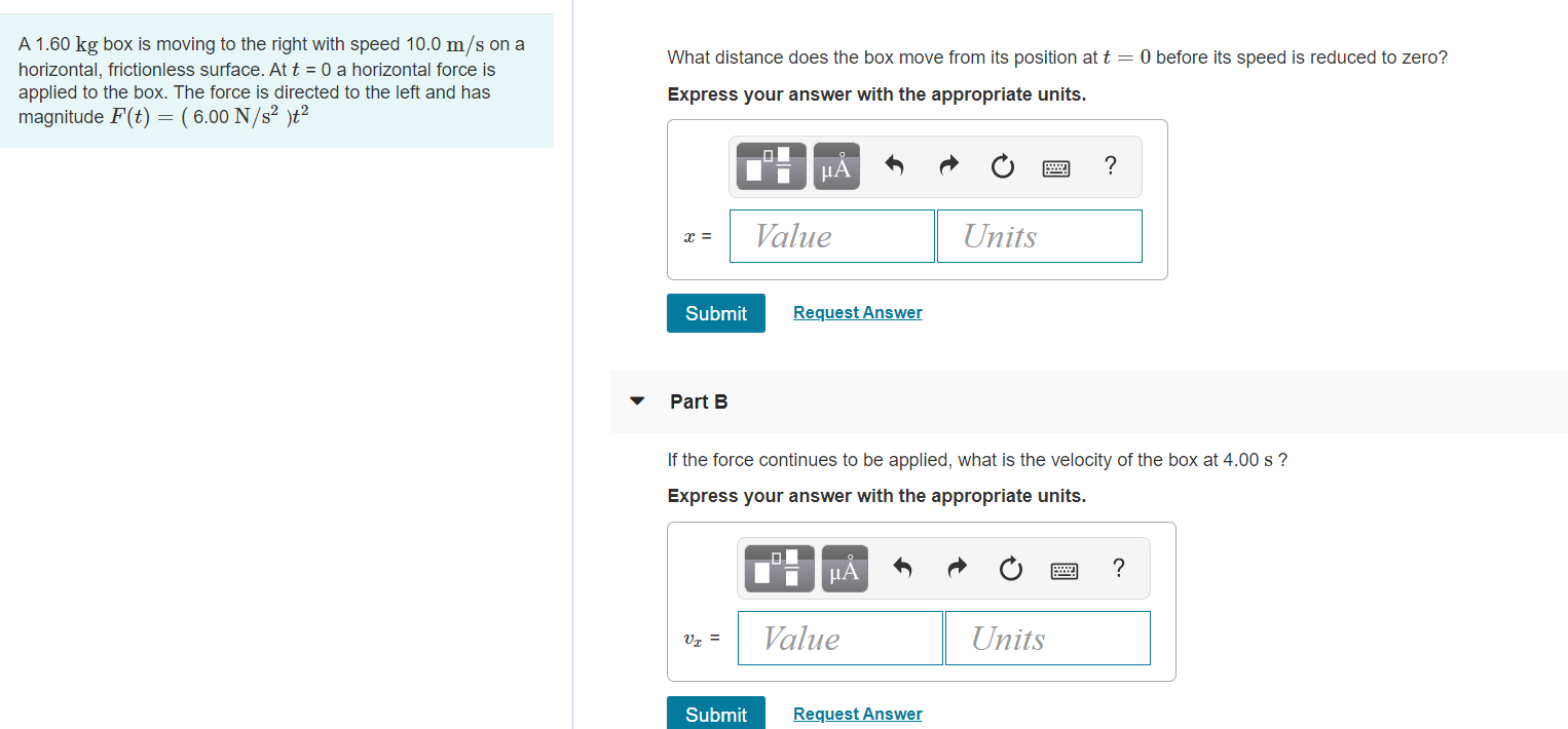 Solved What distance does the box move from its position at | Chegg.com