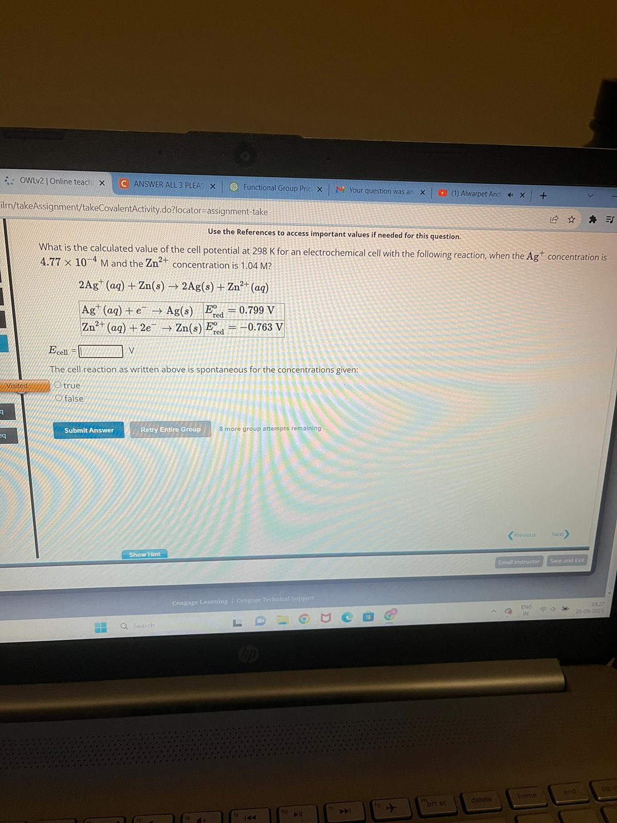 Solved What Is The Calculated Value Of The Cell Potential At