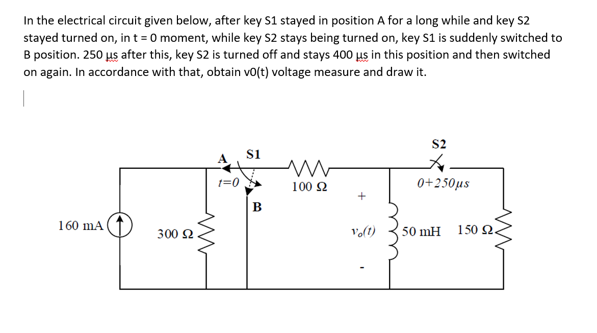 Solved In the electrical circuit given below, after key S1 | Chegg.com
