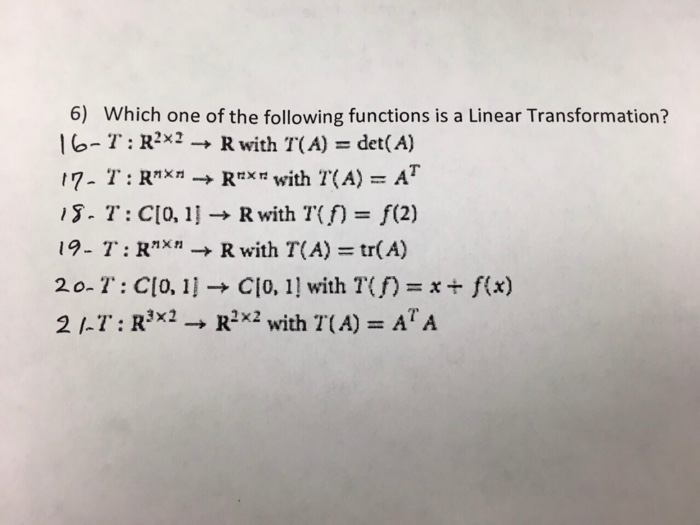Solved Which one of the following functions is a Linear | Chegg.com
