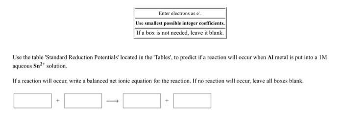Solved Use The Table Standard Reduction Potentials Located
