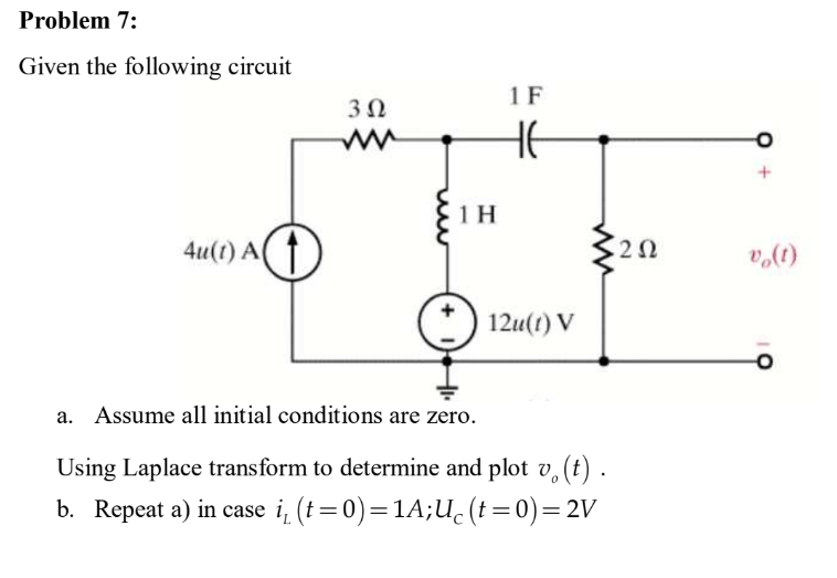 Solved Problem 7: Given the following circuit 1F 3 Ω w HE 1H | Chegg.com