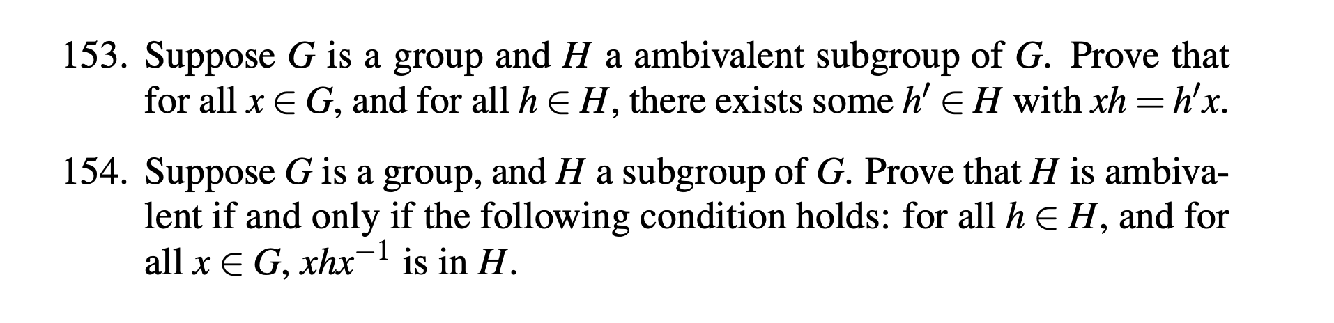 Solved a 153. Suppose G is a group and H a ambivalent | Chegg.com