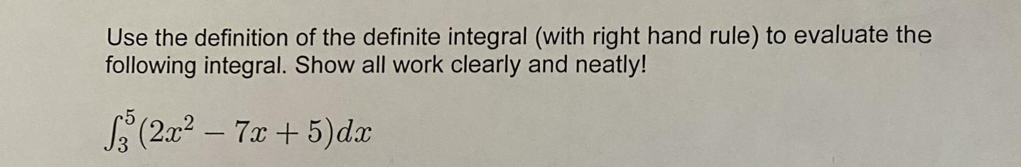 Solved Use the definition of the definite integral (with | Chegg.com