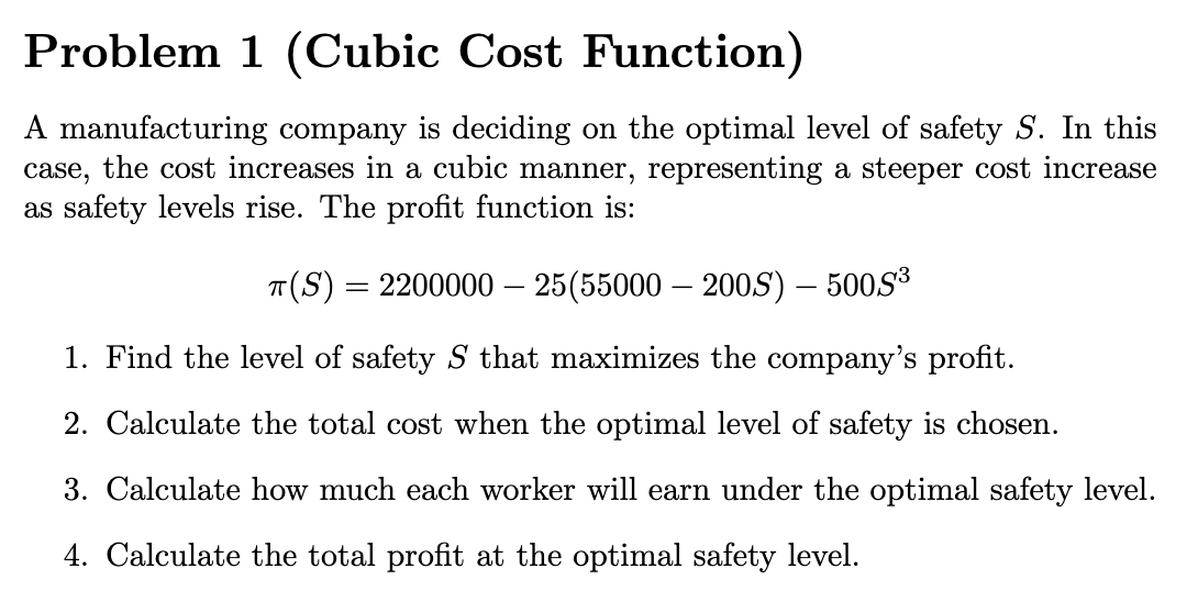 Solved Problem 1 (Cubic ﻿Cost Function)A manufacturing | Chegg.com