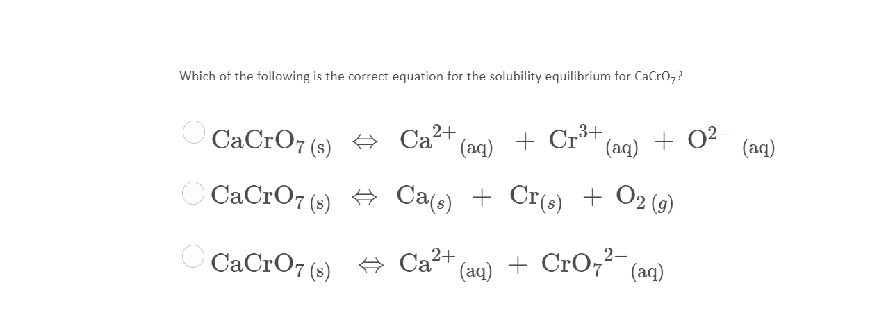 Solved Which of the following is the correct equation for | Chegg.com