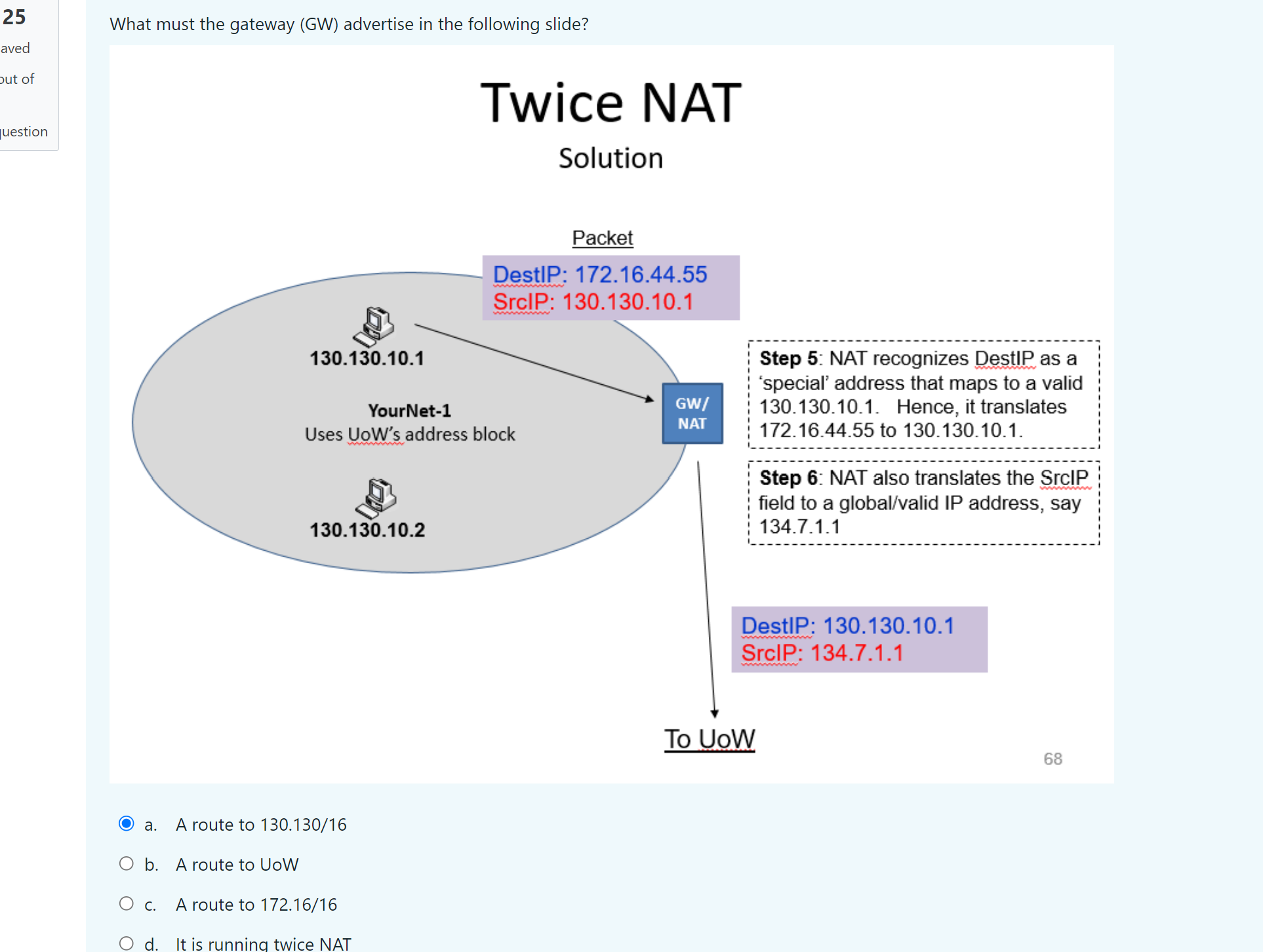 Solved What must the gateway (GW) advertise in the following | Chegg.com