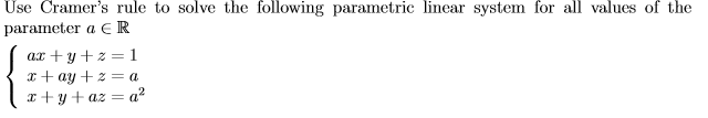 Solved Use Cramer's rule to solve the following parametric | Chegg.com