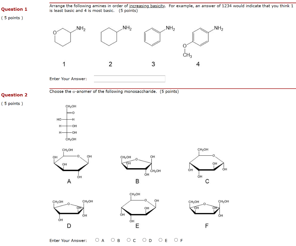 Solved Question 1 (5 points) Arrange the following amines | Chegg.com