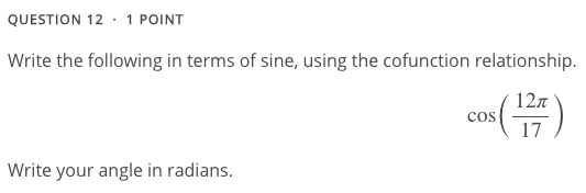 Solved QUESTION 12 · 1 POINT Write the following in terms of | Chegg.com