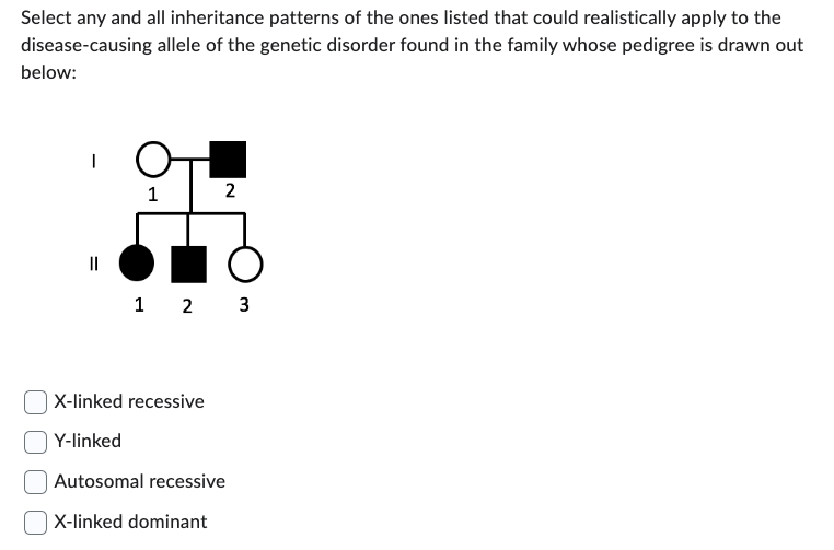 Solved Select any and all inheritance patterns of the ones | Chegg.com