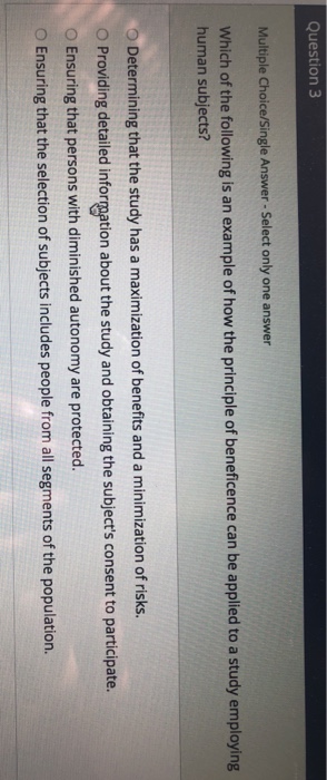 Solved Question 3 Multiple Choice/Single Answer - Select | Chegg.com