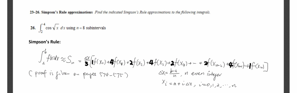 Solved 23-26. Simpson's Rule approximations Find the | Chegg.com