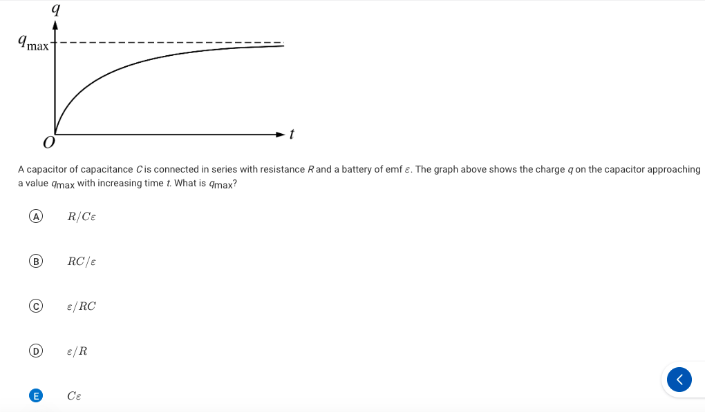 Solved 9 4max- t A capacitor of capacitance Cis connected in | Chegg.com