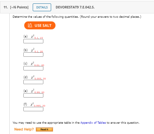 Solved DETAILS 11. [-/6 Points] DEVORESTAT9 7.5.042.5. | Chegg.com