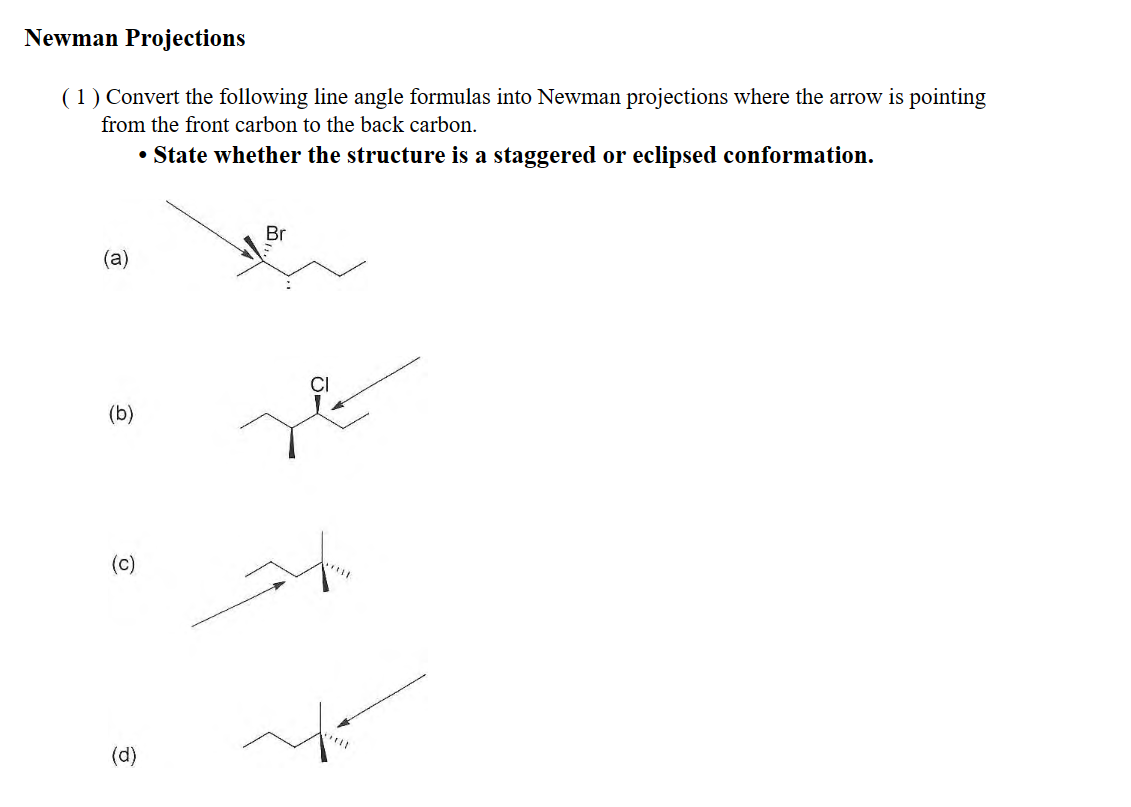 Solved Newman Projections ( 1 ) Convert the following line | Chegg.com