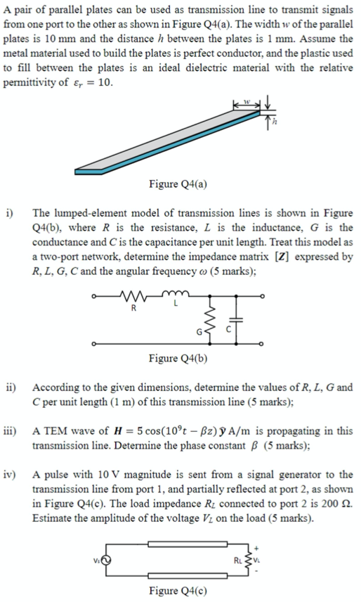 Solved A pair of parallel plates can be used as transmission | Chegg.com