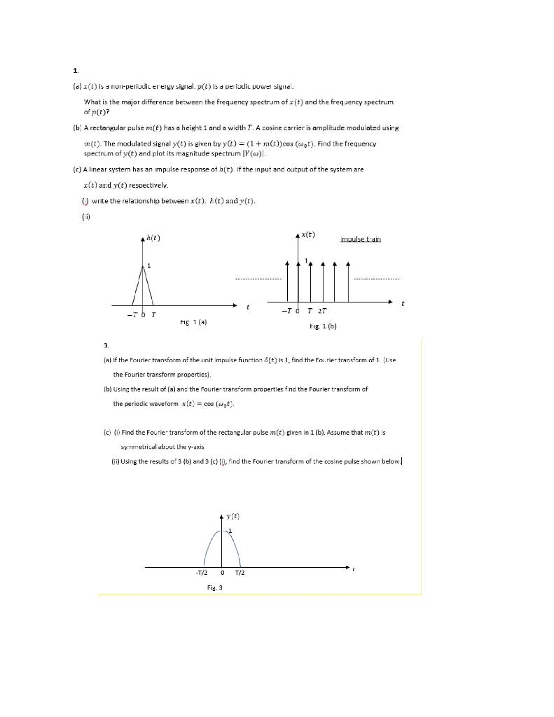 Solved 3. (a) If the Fourier transform of the unit impulse | Chegg.com