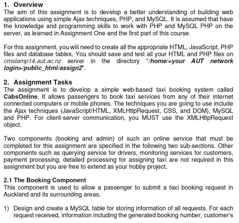 1. Overview The aim of this assignment is to develop | Chegg.com