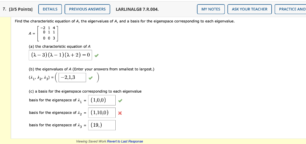 Solved 9. [5/9 Points) DETAILS PREVIOUS ANSWERS LARLINALG8 | Chegg.com