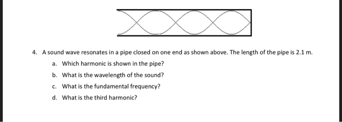 Solved 4. A sound wave resonates in a pipe closed on one end | Chegg.com