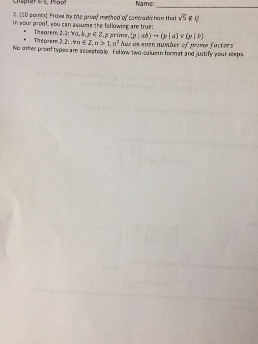 Solved Name: CHapter 4-5, Proof 2. (10 points) Prove by the | Chegg.com