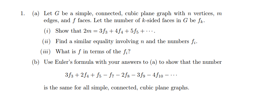 Solved 1. (a) Let G be a simple, connected, cubic plane | Chegg.com