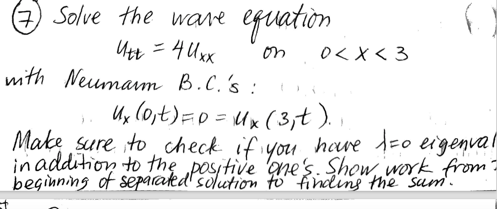 Solved 7) Solve the wave equation C ute = 4 Uxx on o | Chegg.com