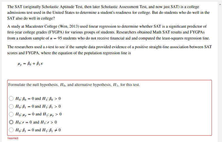 Solved The SAT (originally Scholastic Aptitude Test, then | Chegg.com