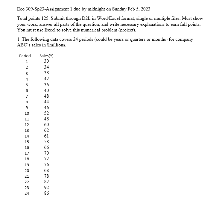 Eco 309-Sp23-Assignment 1 due by midnight on Sunday | Chegg.com