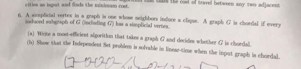 Solved cities as input and finds the minimum cost. 6. A | Chegg.com