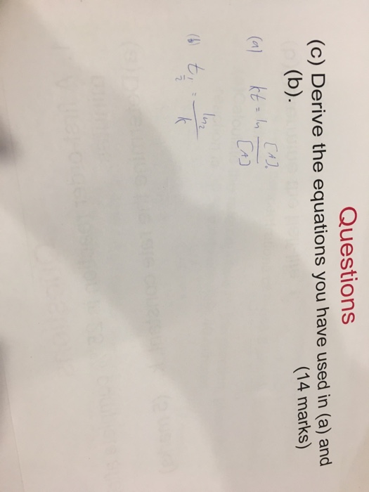 Solved Questions (c) Derive the equations you have used in | Chegg.com