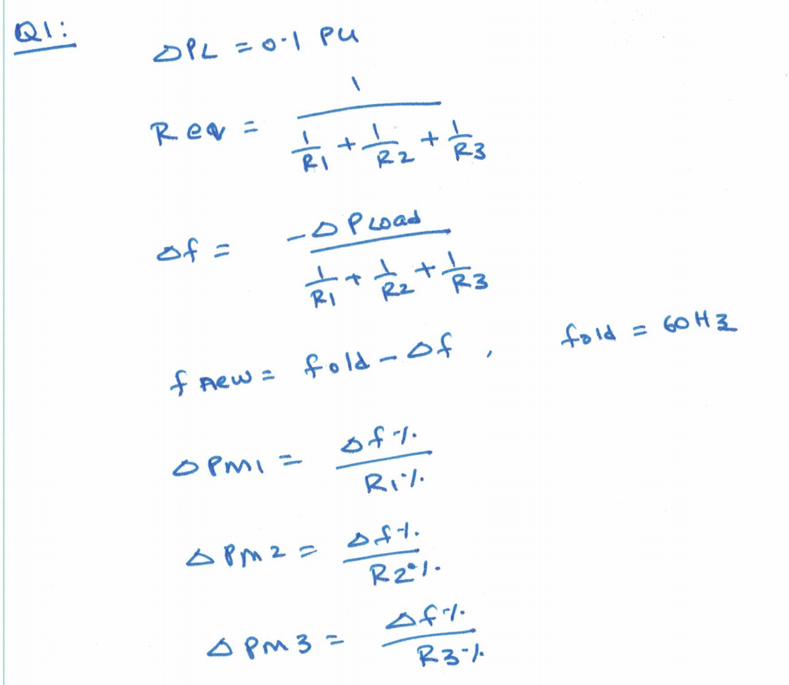 Solved Question 1: Three generators operating at 60 Hz are | Chegg.com