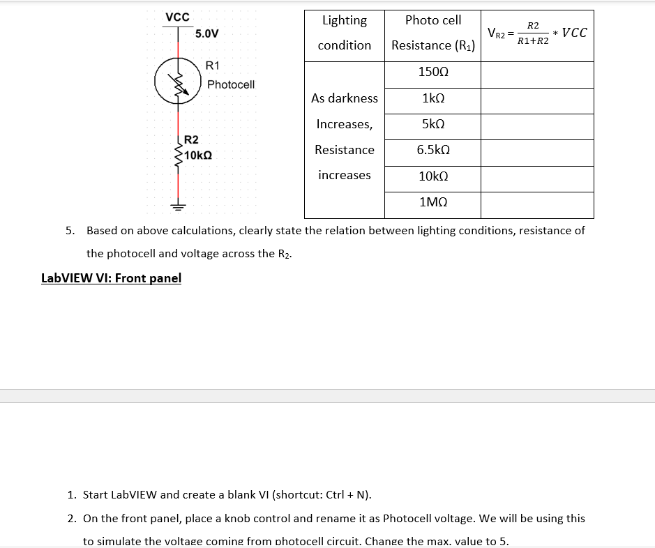 Solved Lab \# 7 - Light Intensity Meter using Photocell and | Chegg.com