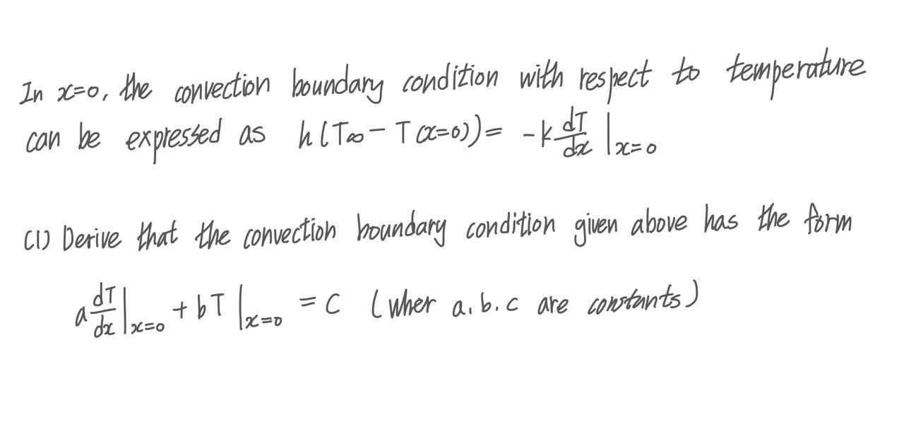 Solved In X 0 The Convection Boundary Condition With