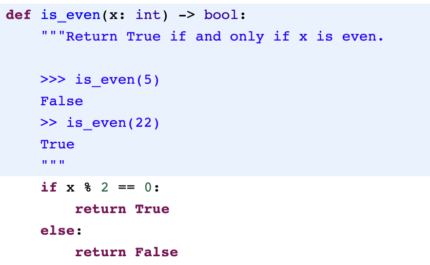 Solved def is_even(x: int) → ﻿bool:"" ﻿Return True if and | Chegg.com