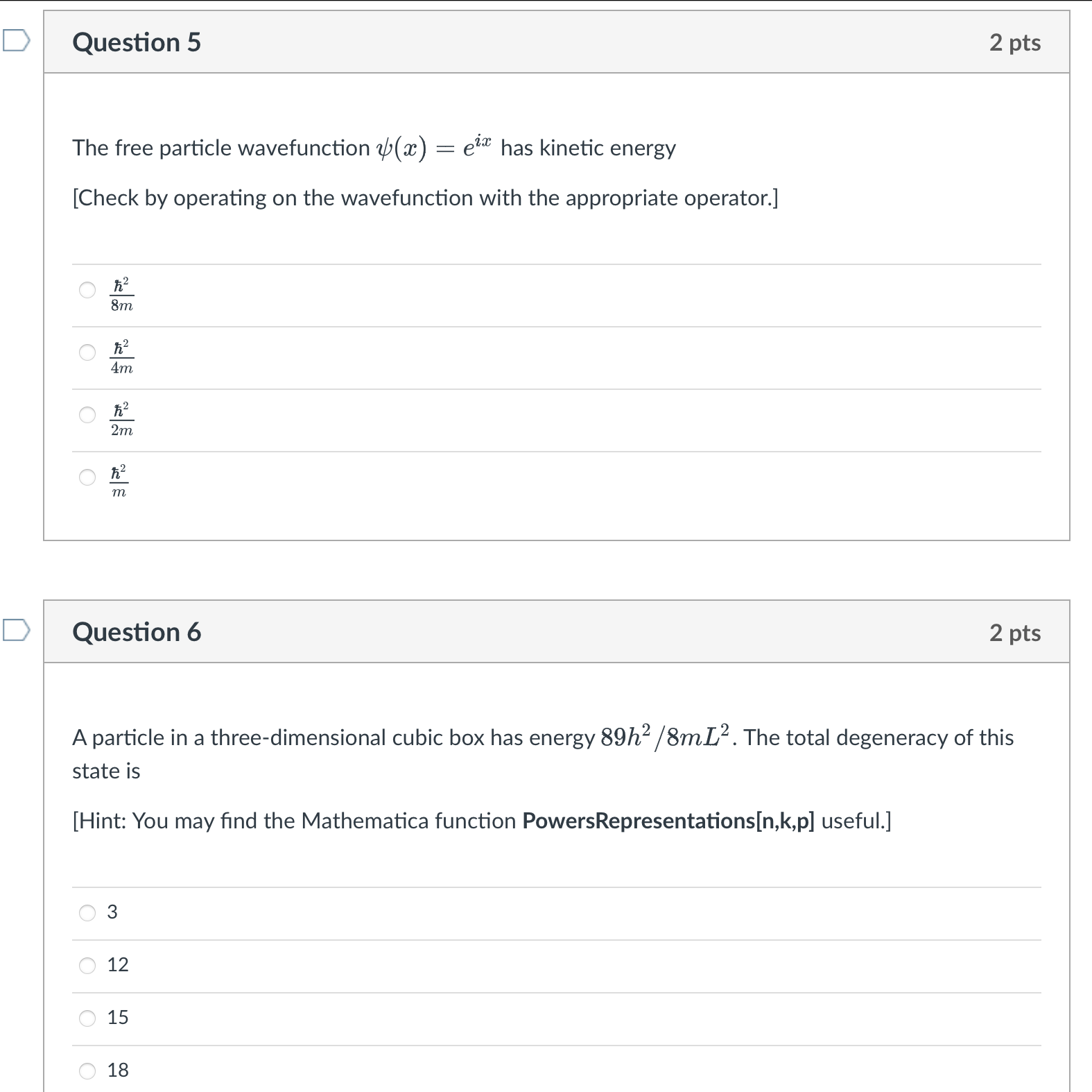 Solved The free particle wavefunction ψ(x)=eix has kinetic | Chegg.com